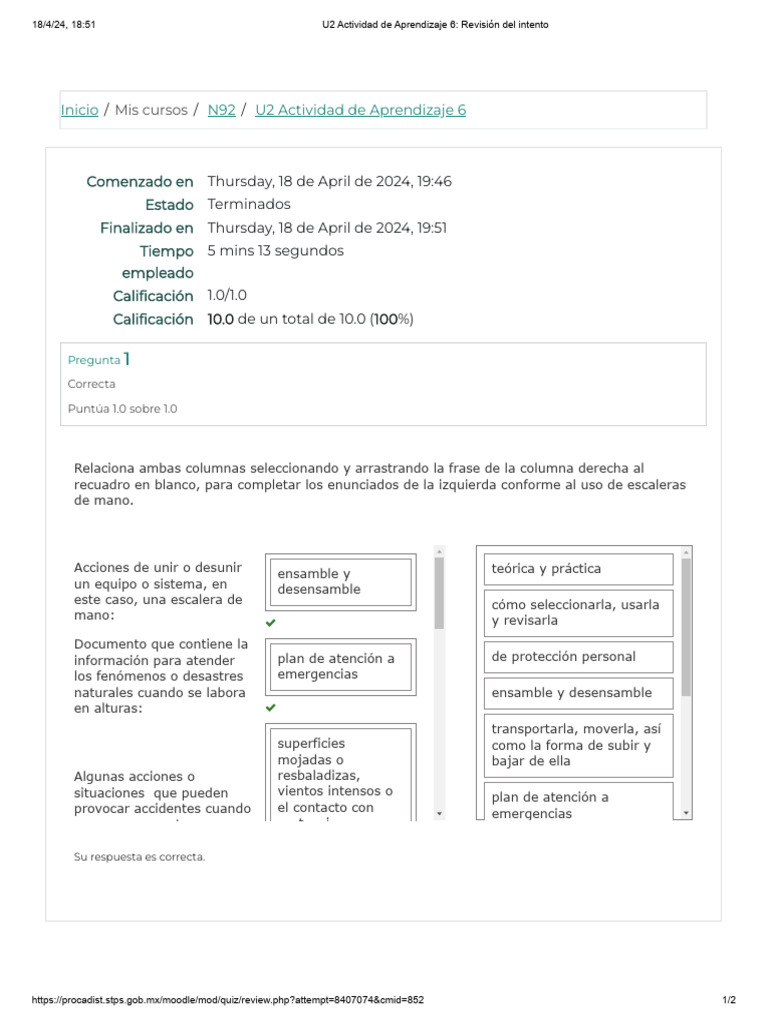 U2 Actividad de Aprendizaje 6 - Revisión Del Intento | PDF