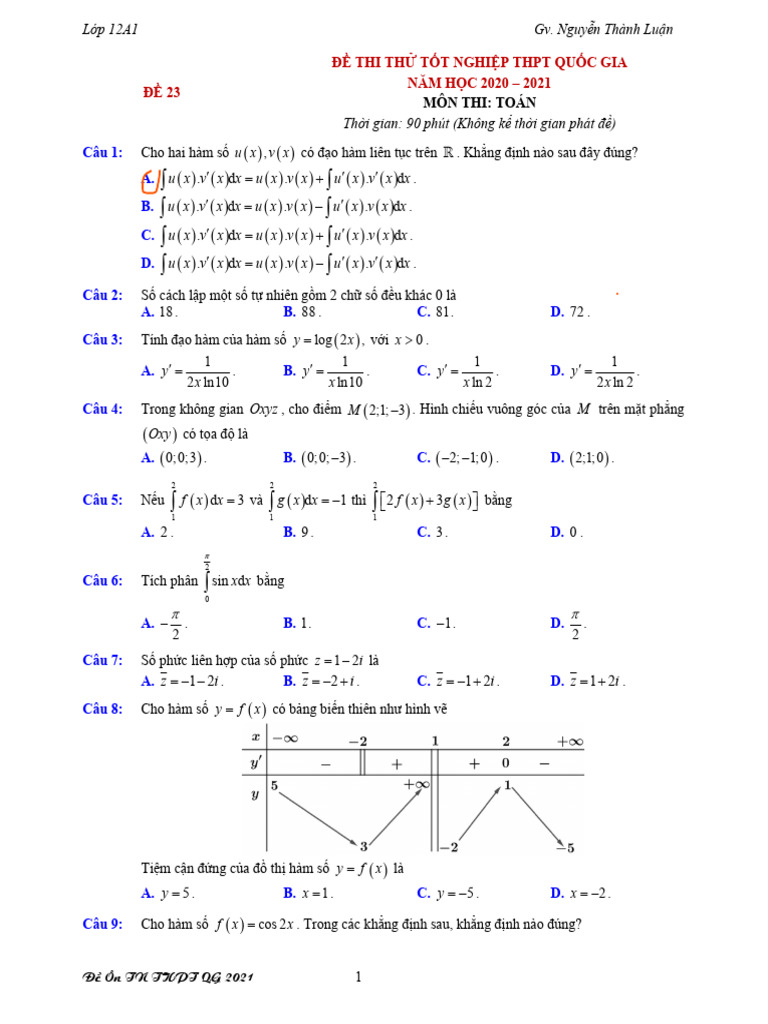 23-ĐỀ 23-12A1 | PDF