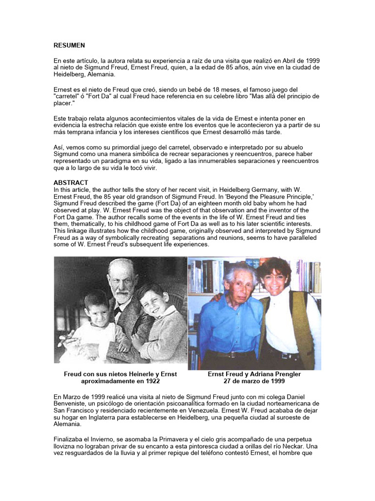 Fort-Da Ernest Freud | PDF | Sicología | Ciencias del comportamiento