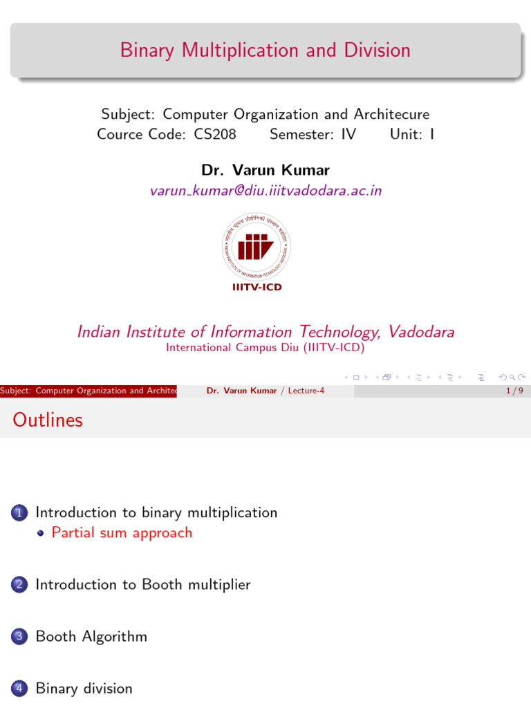 4.Binary Multiplication and Division | PDF | Multiplication | Algorithms And Data Structures