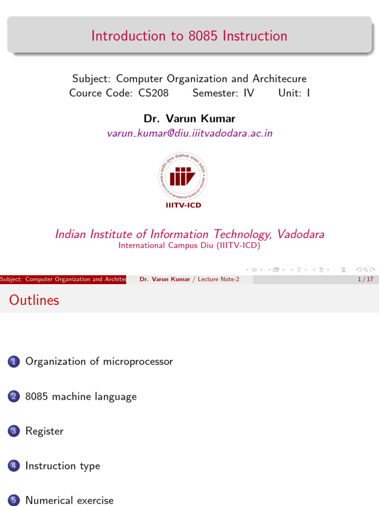 2.introduction To 8085 Instruction | PDF | Central Processing Unit | Integrated Circuit