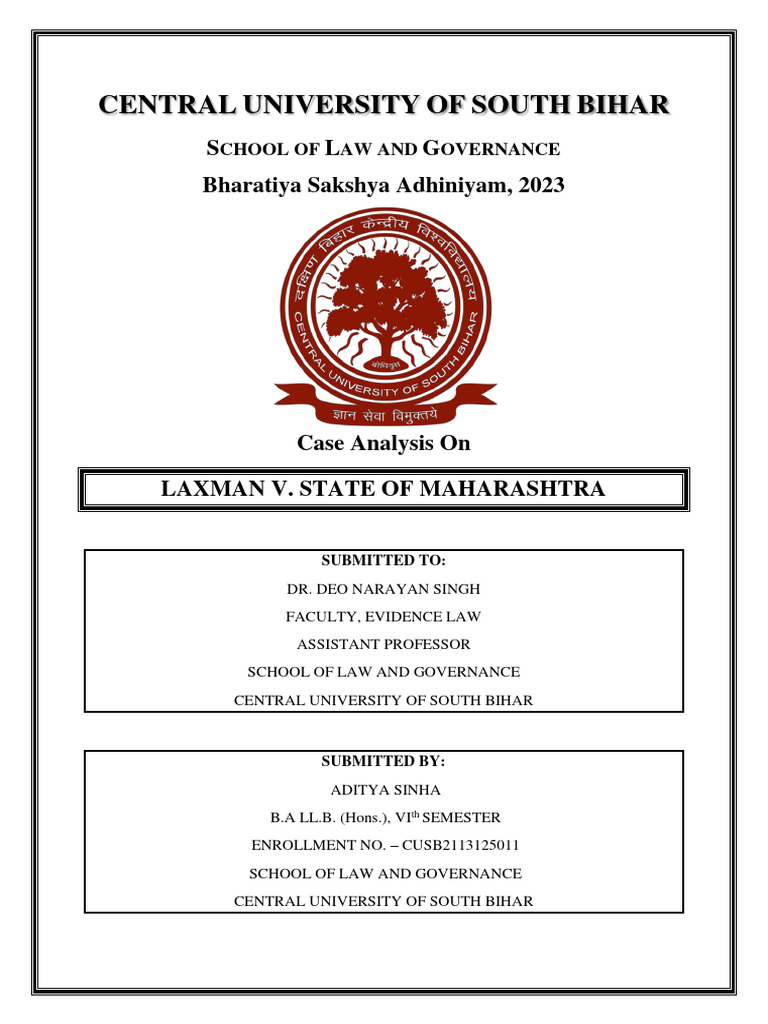 011 - Laxman Vs. State of Maharashtra - Aditya Sinha - Evidence ...