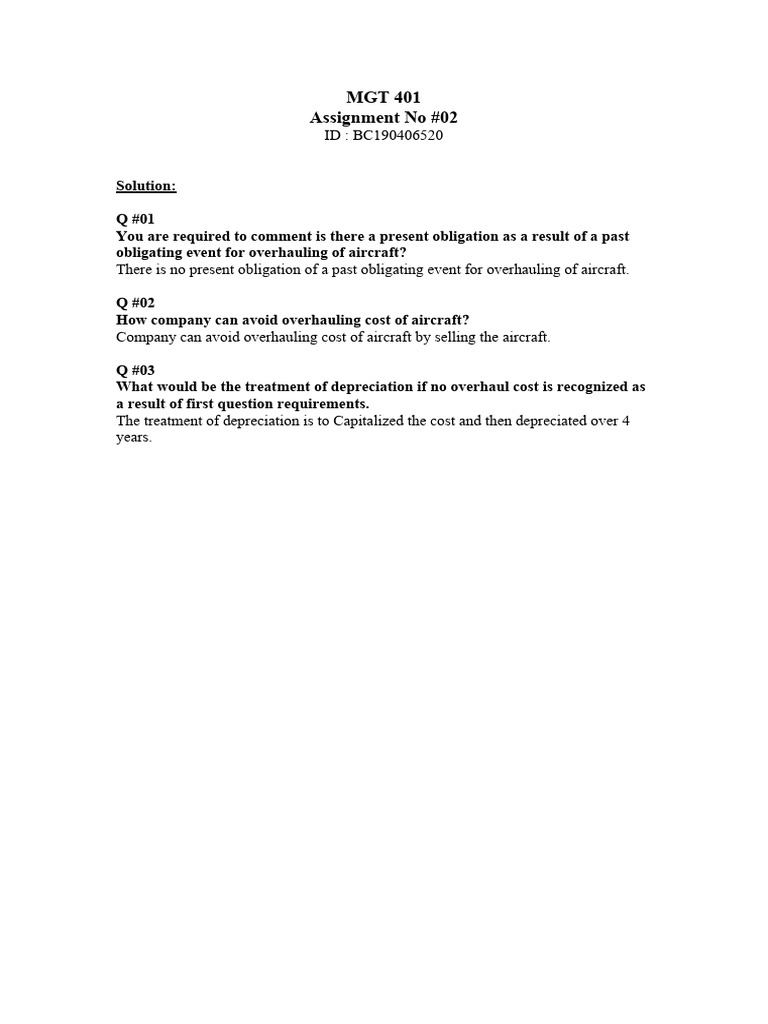 MGT 401 Assignment No 2 | PDF