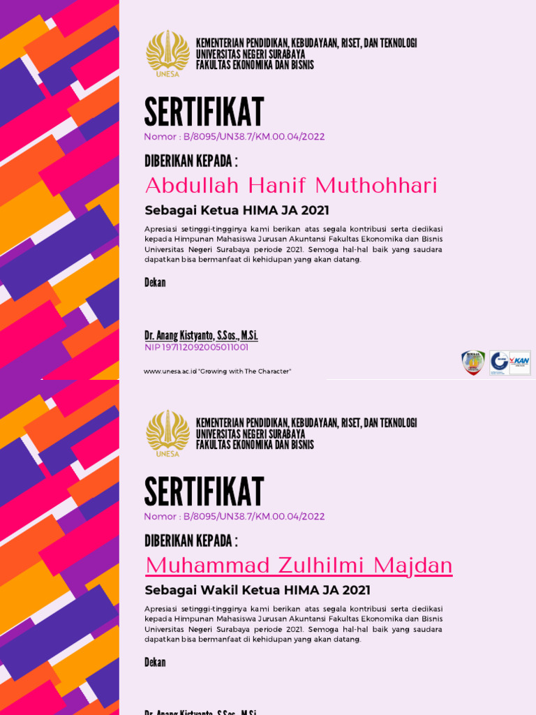 Sertifikat HIMA JA 2021 | PDF