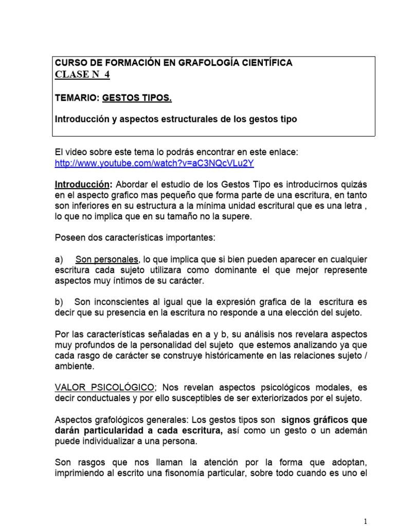 Clase 4.GESTOS TIPOS | PDF | Sicología | Comportamiento