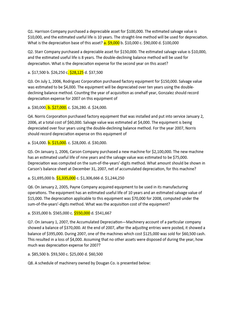 Depreciation Calculations for Assets | PDF | Depreciation | Balance Sheet