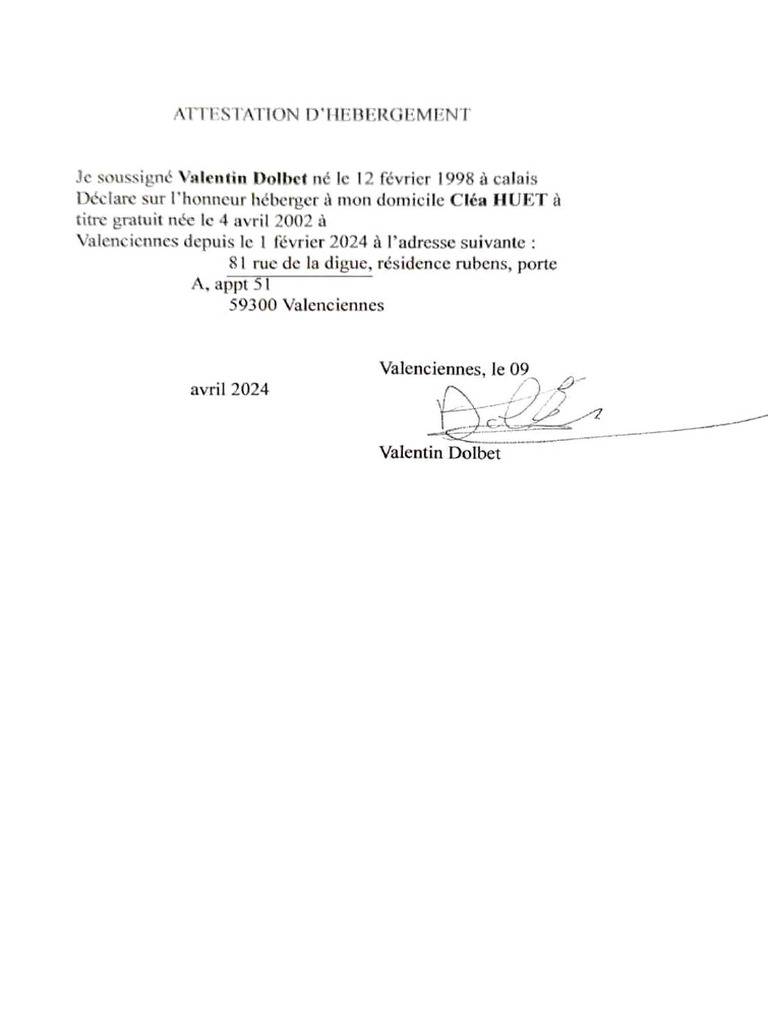 Justif Hébergement À Titre Gratuit | PDF