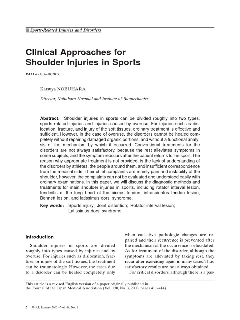 Clinical Approaches For Shoulder Injuries in Sports | PDF | Shoulder ...