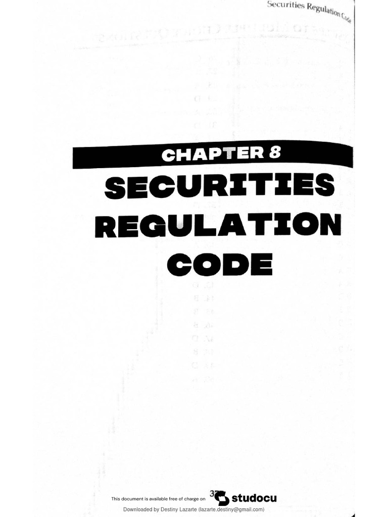 Chapter 8 Securities Regulation Code | PDF | Financial Economics ...
