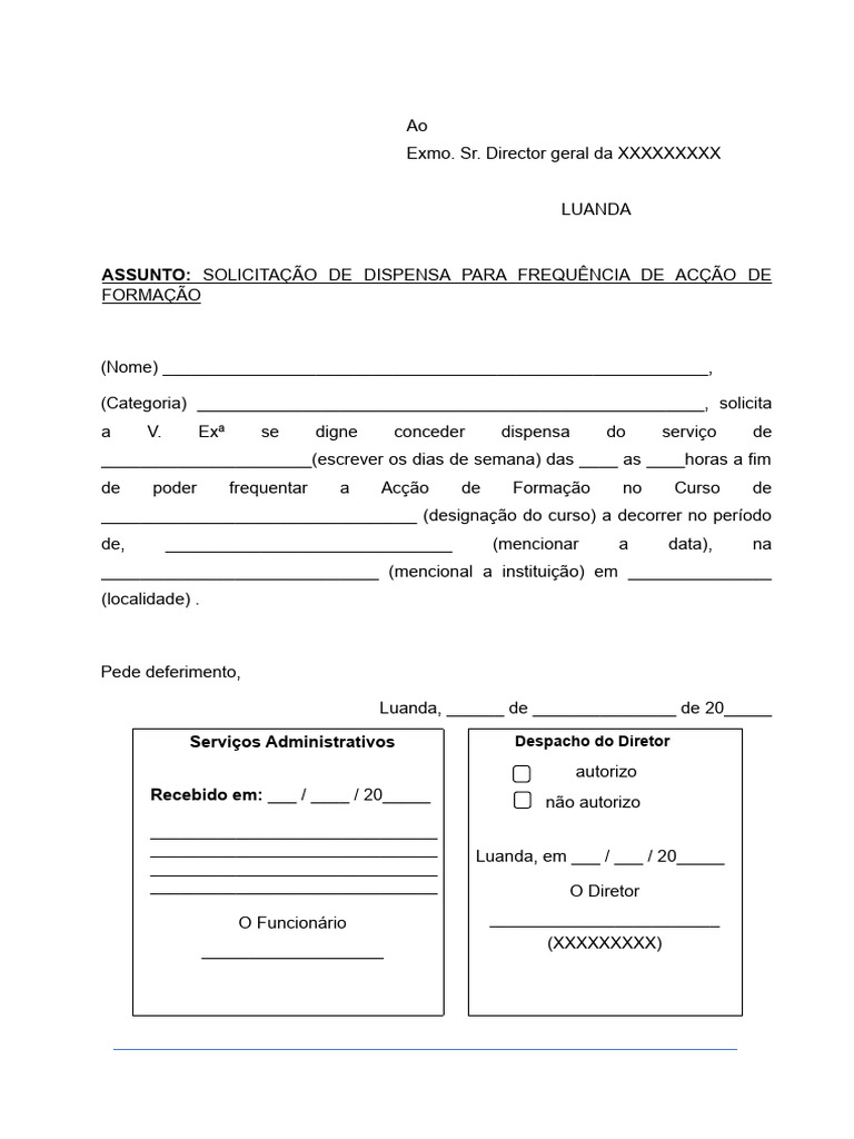 Modelo de Solicitação de Dispensa para Formação | PDF
