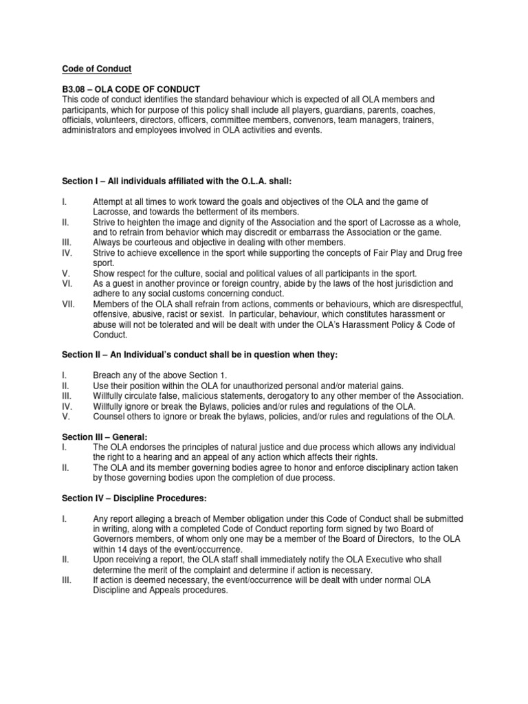 Code of Conduct | PDF | By Law | Due Process