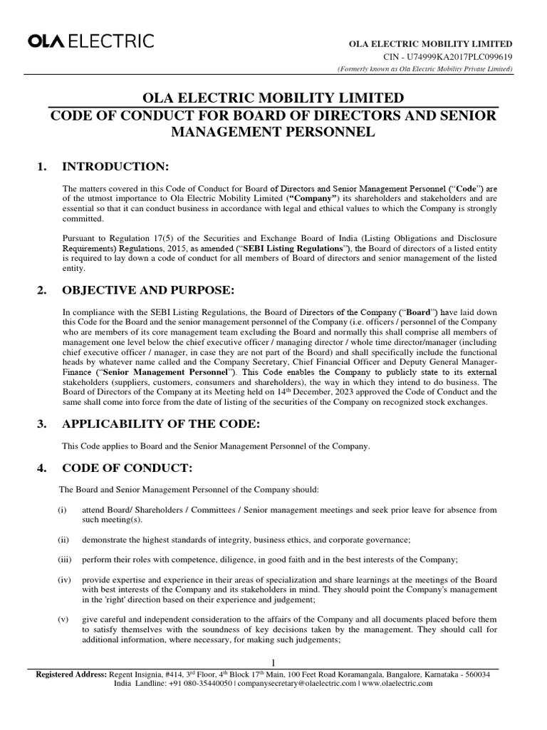 Code of Conduct For Bod and Smps | PDF | Board Of Directors | Internal ...