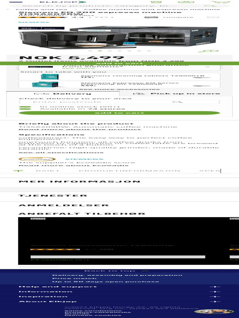 Siemens EQ.300 Espresso Machine TI35A209RW - Elkj | PDF | Hot Drinks ...