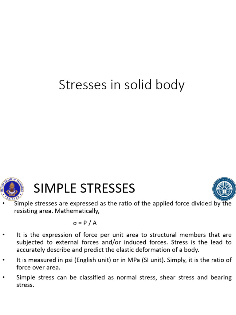Intro Lecture Stresses in Solid Body OVERVIEW | PDF | Stress (Mechanics) | Geometry
