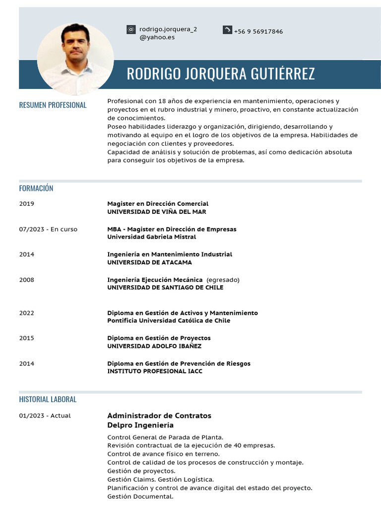 Currículum - Rodrigo Jorquera | PDF | Gestión de recursos humanos | Presupuesto