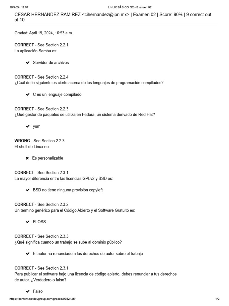 LINUX BÁSICO G2 - Examen 02 | PDF