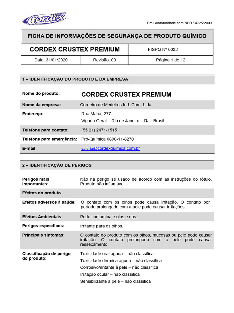 0032 Cordex Crustex Premium | PDF | Embalagem e rotulagem | Desperdício