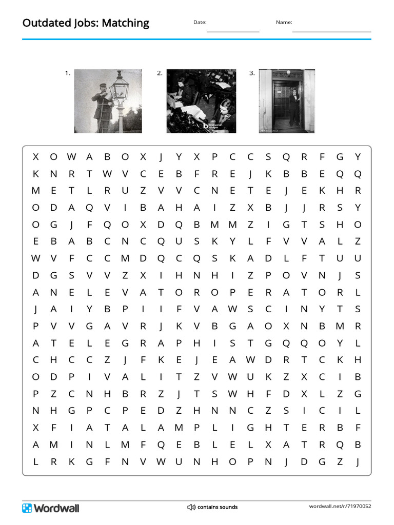 Outdated Jobs Matching Wordsearch | PDF