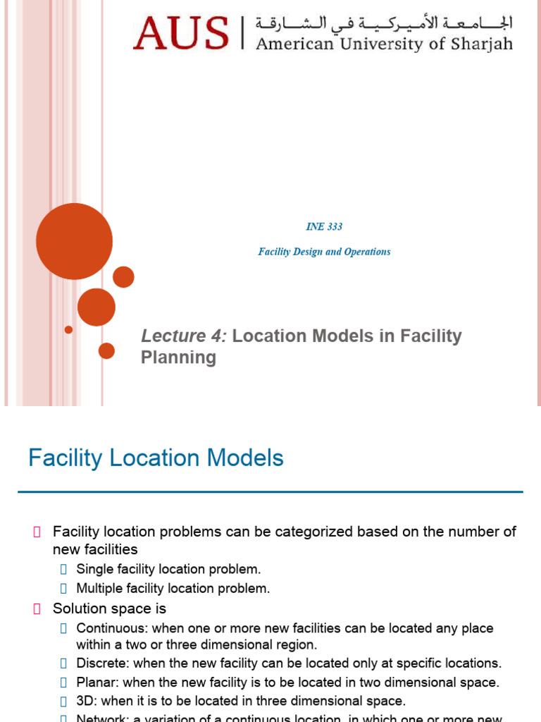 Single Facility Location Models Overview | PDF | Distance | Area