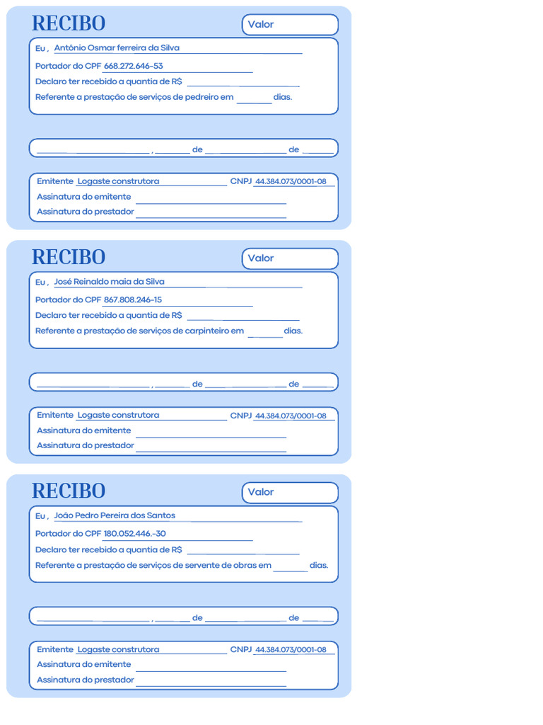 Talão de Recibo Documento A4 Verde Azul e Branco | PDF | Brasil