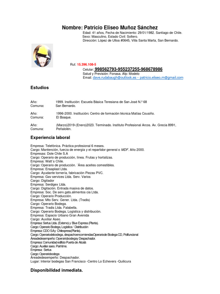 Currículum-Patricio Muñoz Sánchez.-2 | PDF