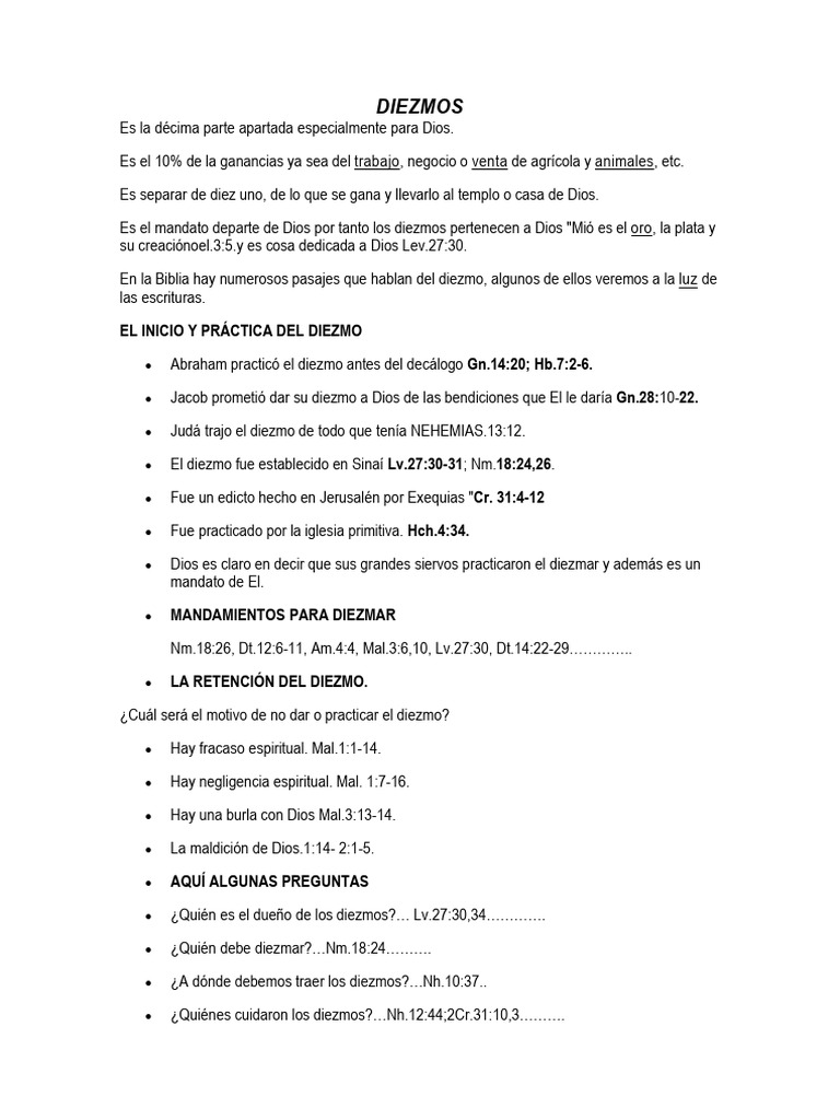 Diezmos Ofrendas Primicias | Descargar gratis PDF | Diezmo | Creencia religiosa y doctrina