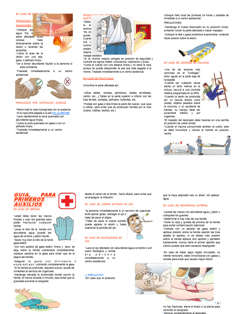 Guía de Primeros Auxilios para Quemaduras y Lesiones | PDF | Herida | Agua