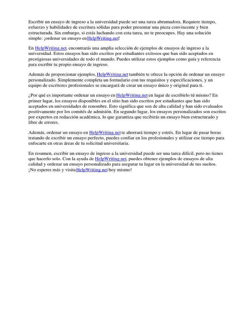 Ejemplos de Ensayos de Ingreso A La Universidad | PDF | Ensayos ...