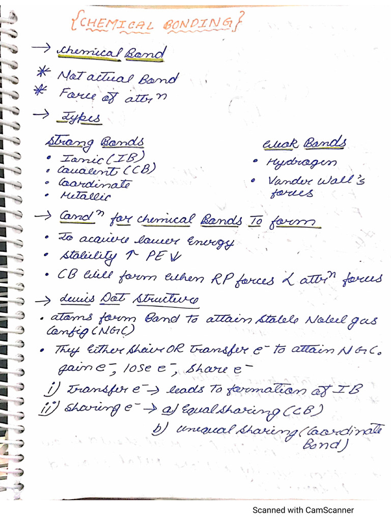 Chemical Bonding (Short Notes) | PDF