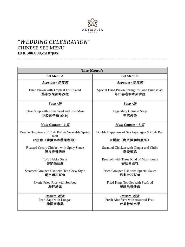 Chinese Set Menu New Normal | PDF | Chinese Cuisine | Food And Drink