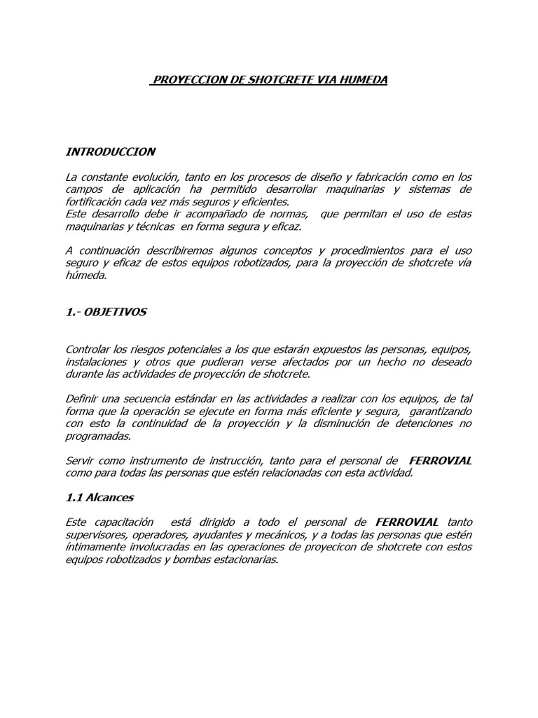 Procedimiento de Trabajo Roboshot. | PDF | Bomba | Hormigón