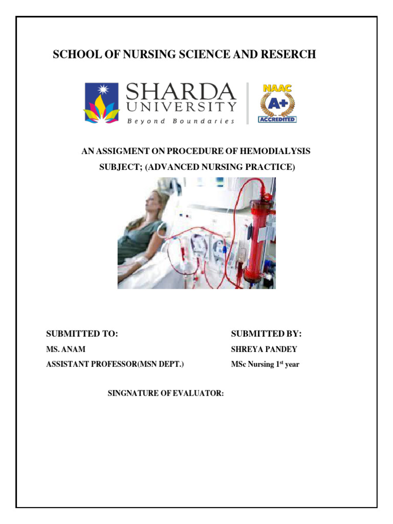 Hemodialysis Procedure VARSHA | PDF | Hemodialysis | Medical Specialties