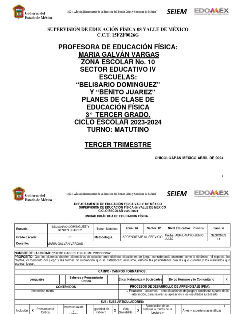 SEIEM 3°, 3R TRIMESTRE 23-24 - Copi | PDF | México | Aprendizaje
