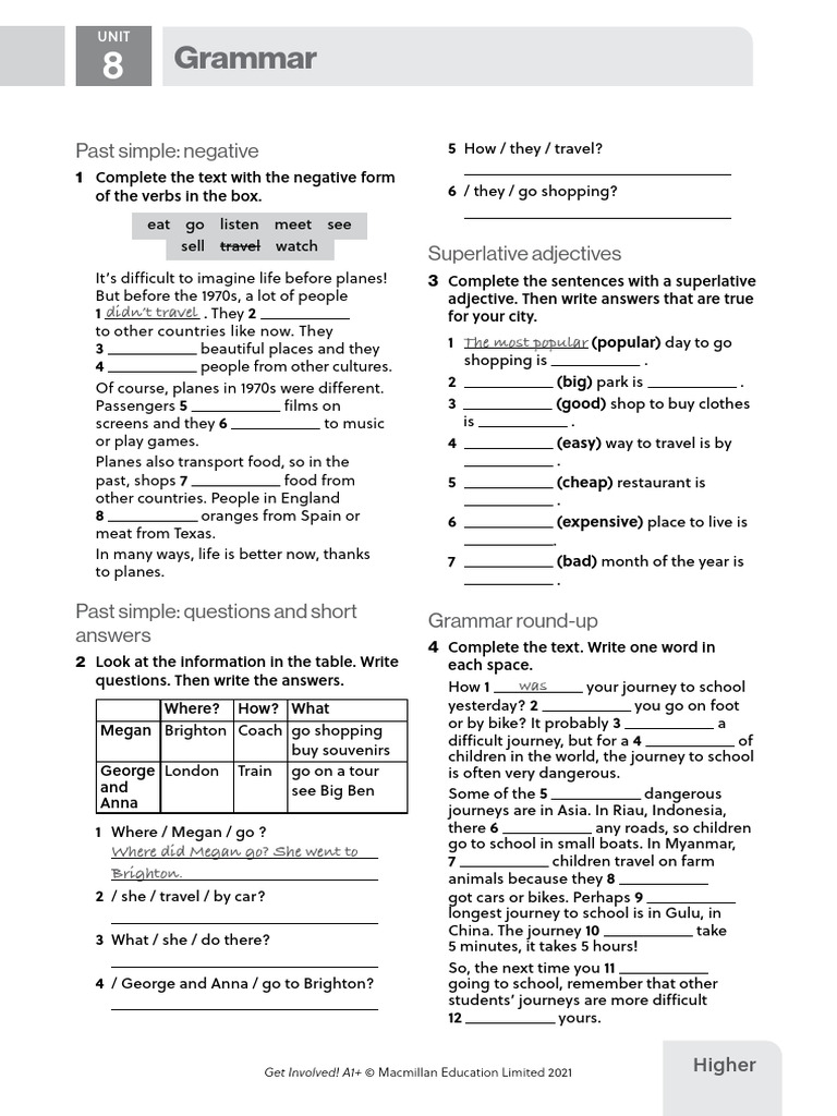 GI A1PLUS U8 Grammar Higher | PDF | Linguistics | Morphology