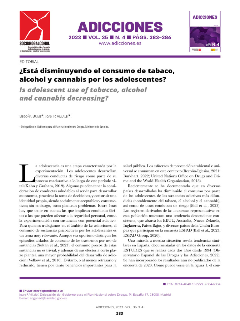 Esta Disminuyendo El Consumo de Alcohol Tabaco y Cannabis | PDF | Cannabis (Droga) | Drogas ...