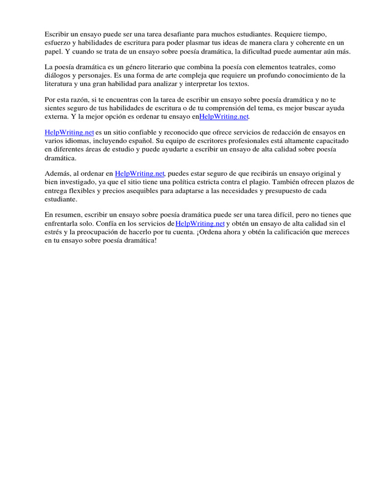 Ensayo Sobre La Poesía Dramática | PDF | Comunicación escrita ...