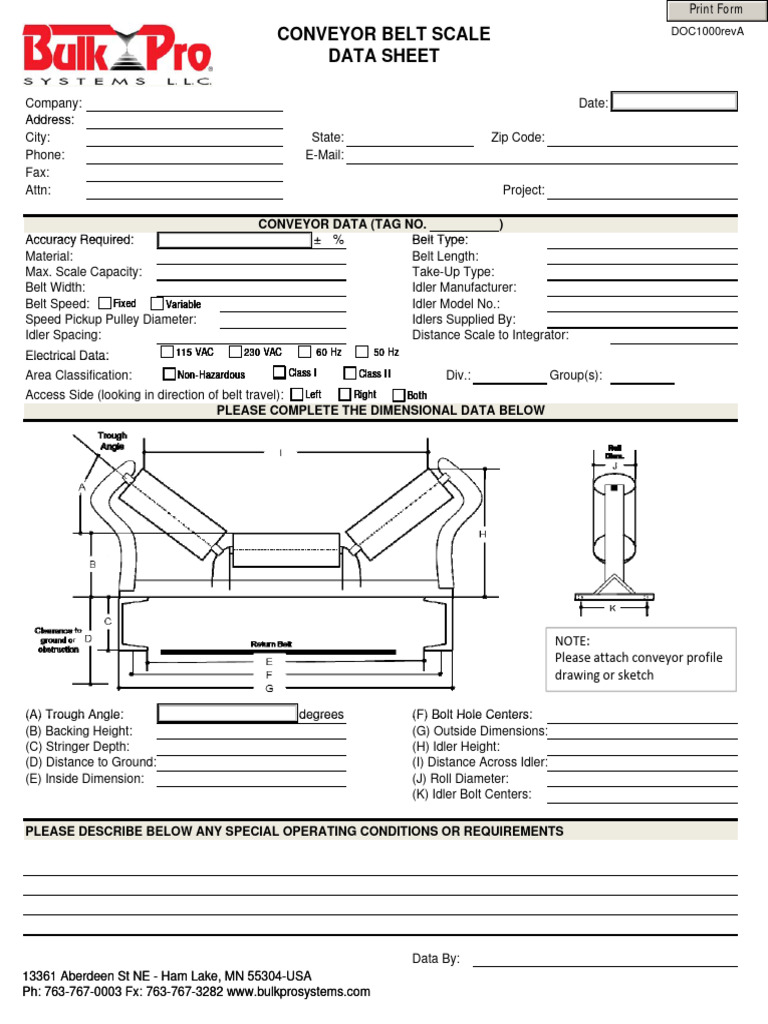 Conveyor Belt Scale Data Sheet | PDF | Belt (Mechanical)