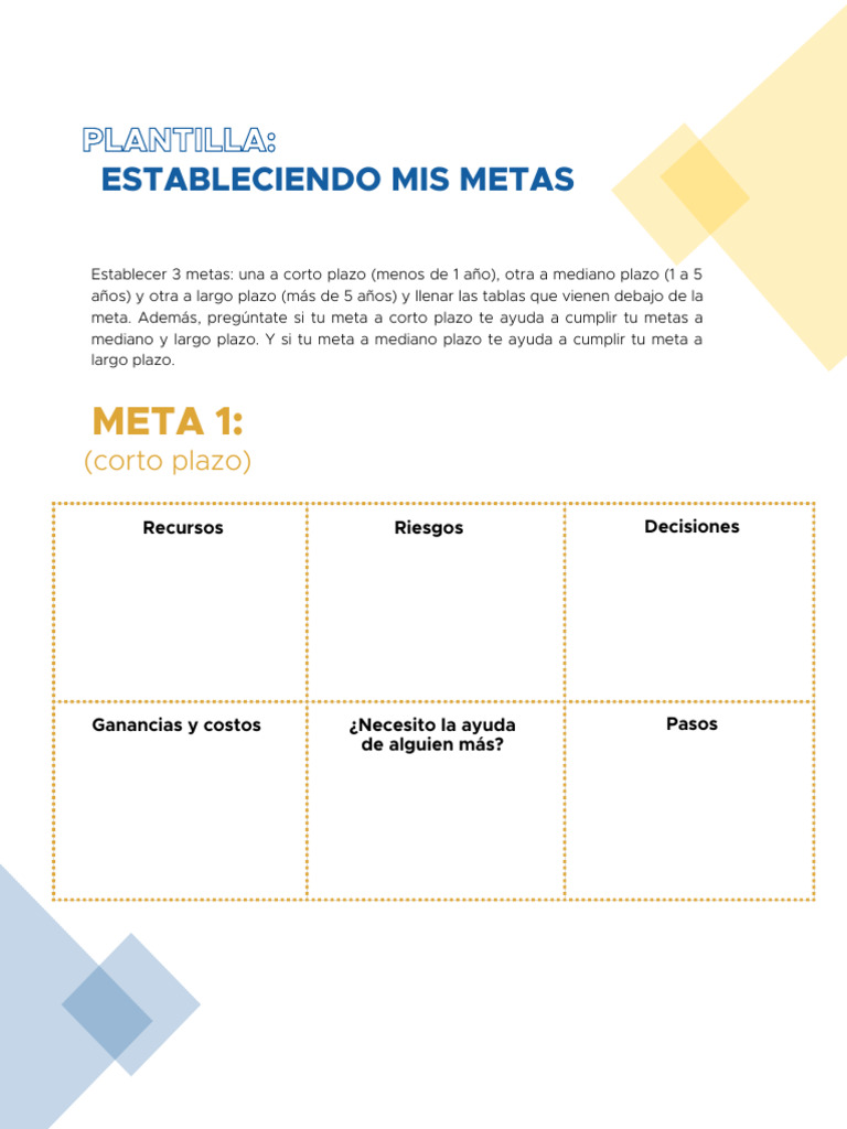 Modulo 1.6 Template Metas | PDF | Autosuperación