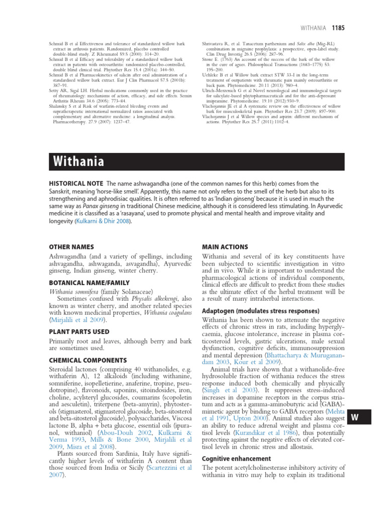 Mecanismo de Accion de Ashwagandha | PDF | Willow | Osteoarthritis
