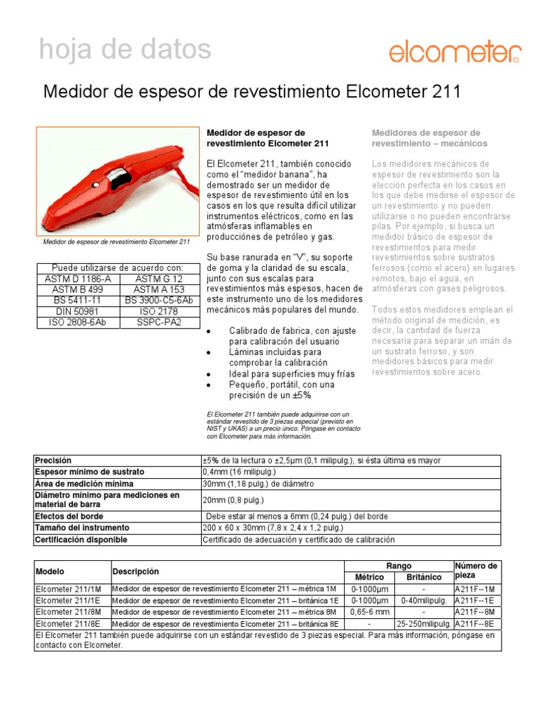 Elcometer 211 | PDF | Revestimiento | Calibración