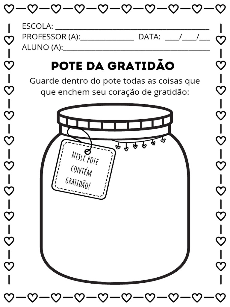 Atividade Pote da Gratidão Infantil | PDF