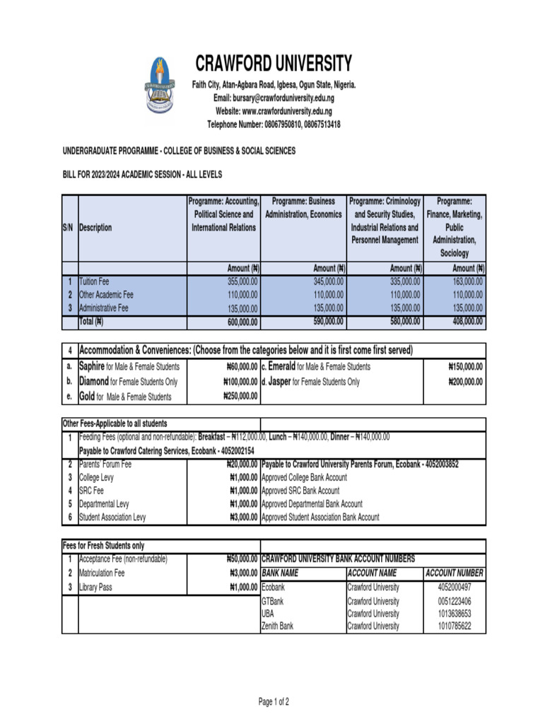 CBSS School Fees For 2023-2024 | PDF | Payments | Fee