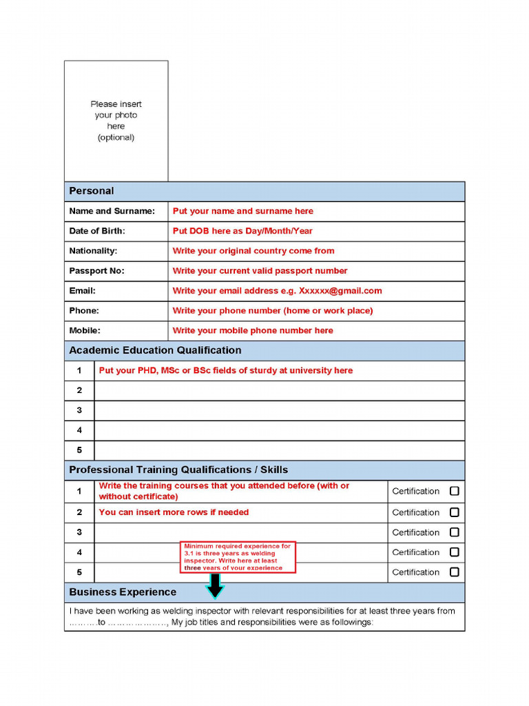 01 CV_template (Filled Sample for CSWIP 3.1) | PDF