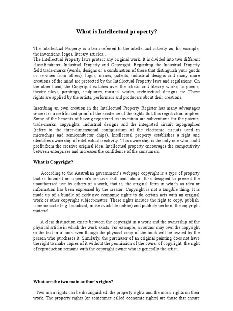 Understanding Intellectual Property Rights | PDF | Intellectual ...
