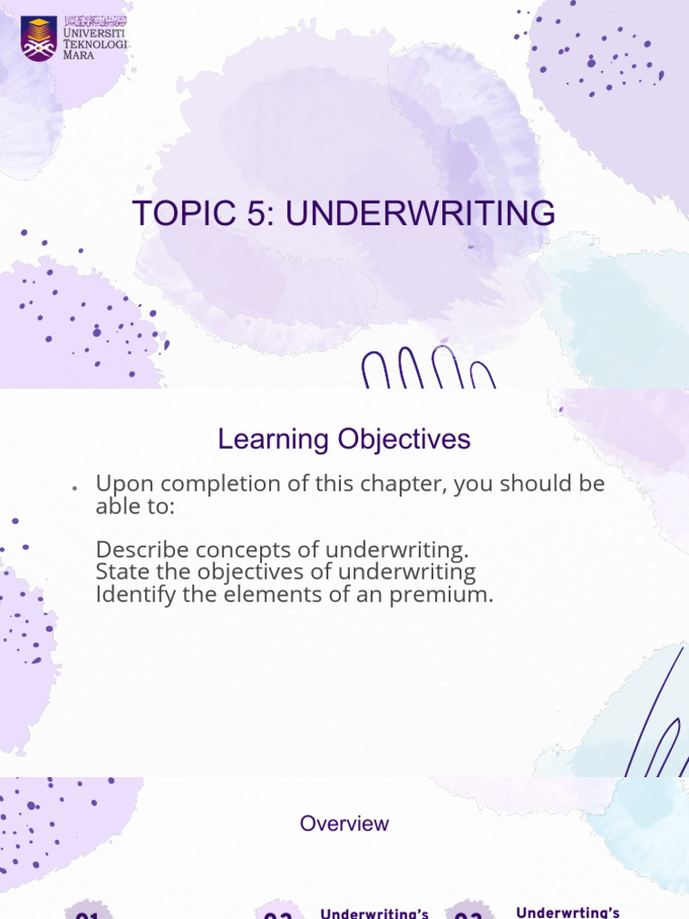 Topic 5 - Underwriting | PDF | Insurance | Underwriting