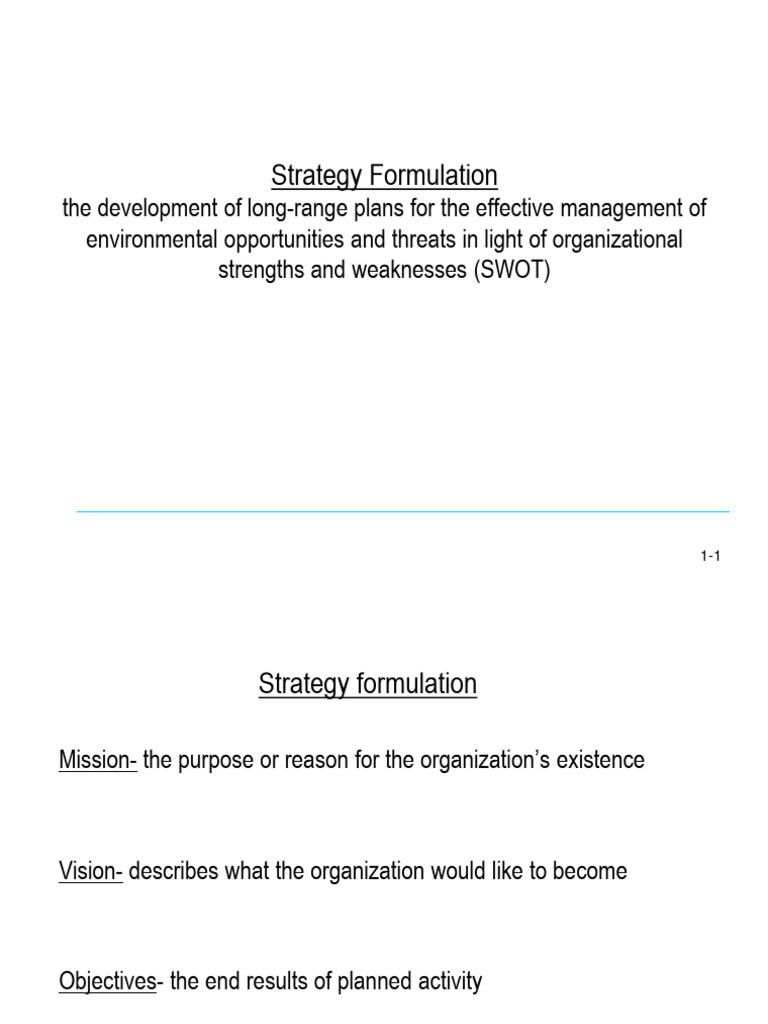 strategic formulation | PDF | Strategic Management | Strategic Planning