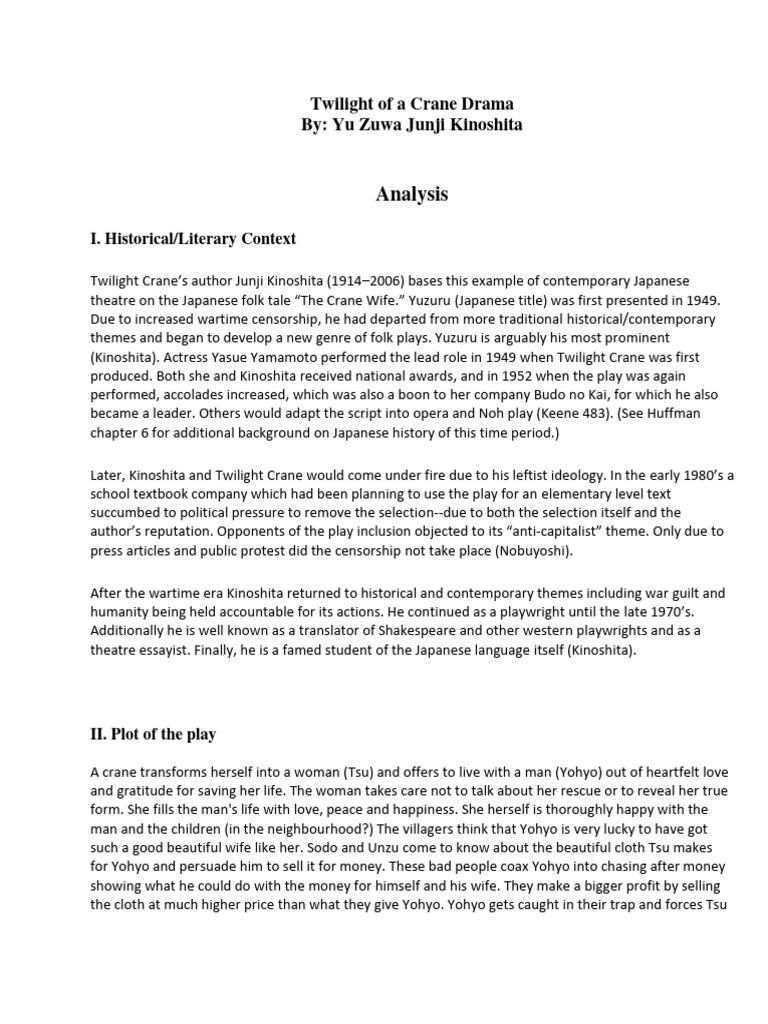 Themes and Analysis of Twilight Crane | PDF