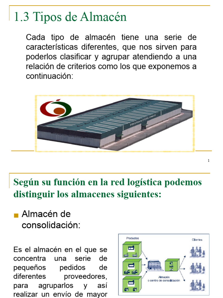 1. 3 Tipos de Almacén | PDF | Almacén | Máquina elevadora
