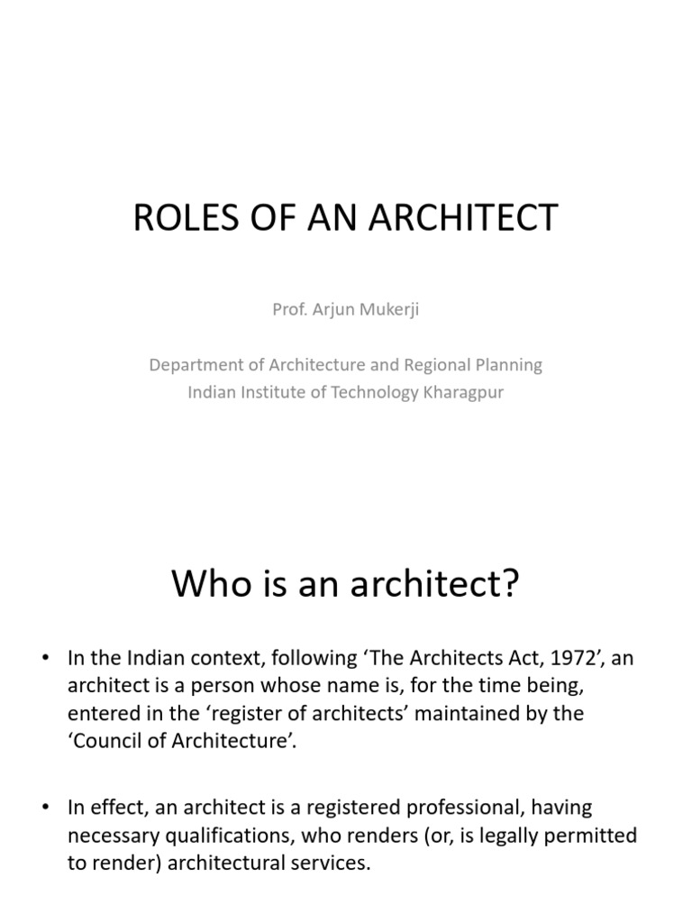 Understanding the Architect's Role | PDF