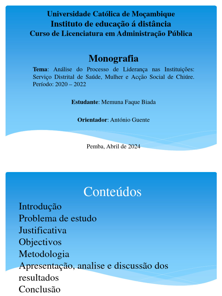 Análise da Liderança no SDSMAS-Chiúre | PDF | Liderança | Sociologia